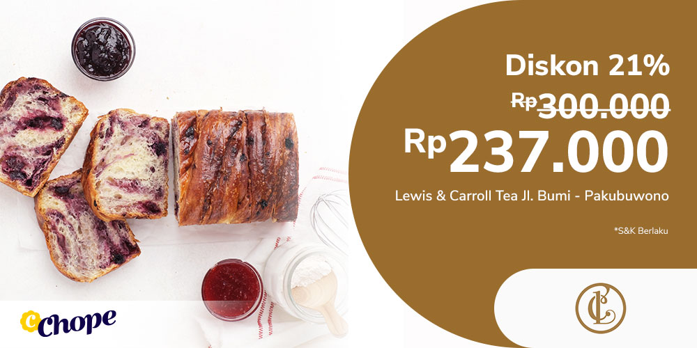 Info & Kode Diskon 21% Lewis and Caroll Tea Bumi Pakubuwono - MyValue